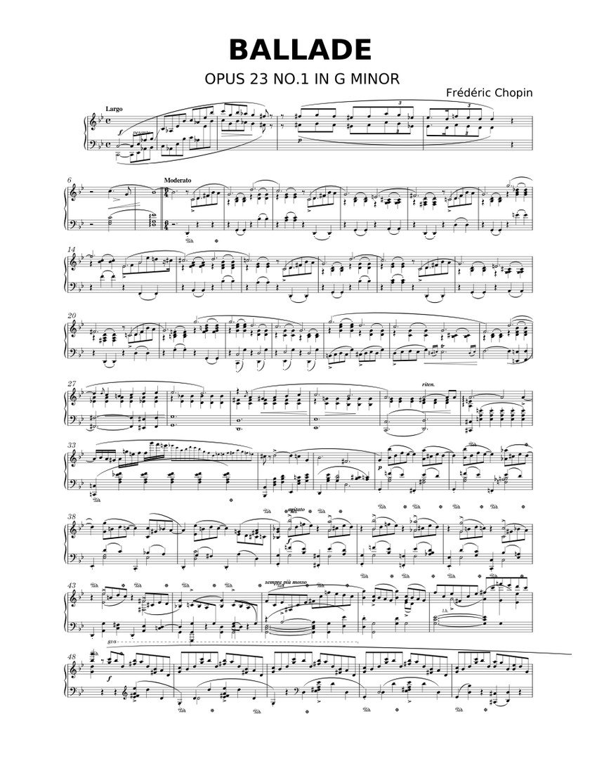Ballade No.1, Op.23 – Frédéric Chopin Sheet music for Piano (Solo ...