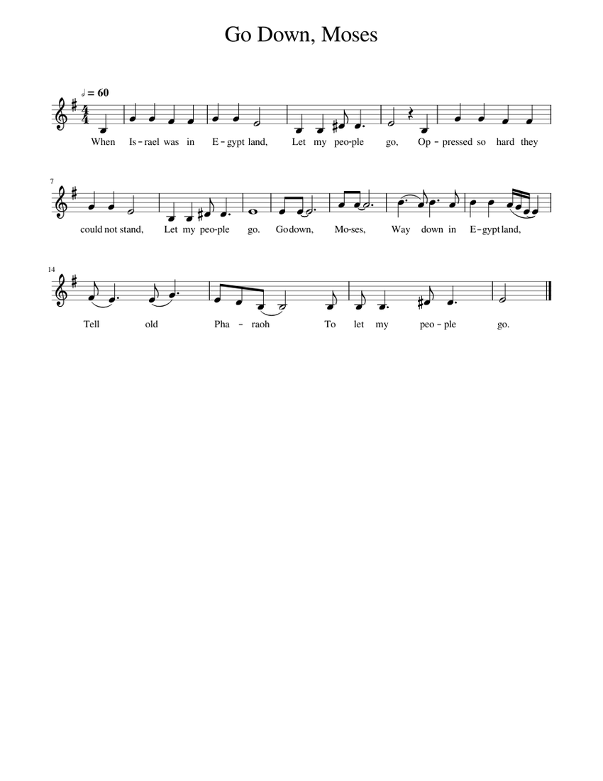 Go Down, Moses - piano tutorial