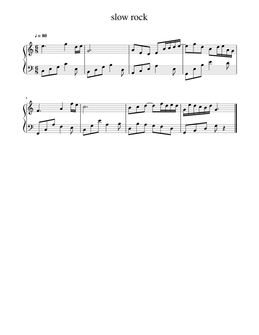 slow rock Sheet Music for Piano (Solo) easy | MuseScore.com