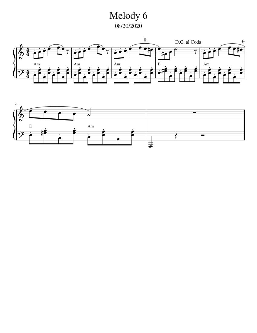 Melody 6 Sheet music for Piano (Solo) Easy | Musescore.com