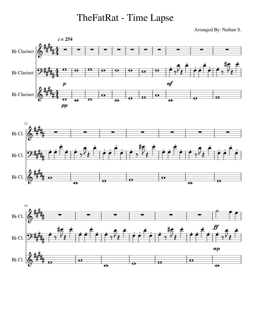 TheFatRat - Time Lapse Sheet Music for Clarinet in b-flat (Mixed Trio ...