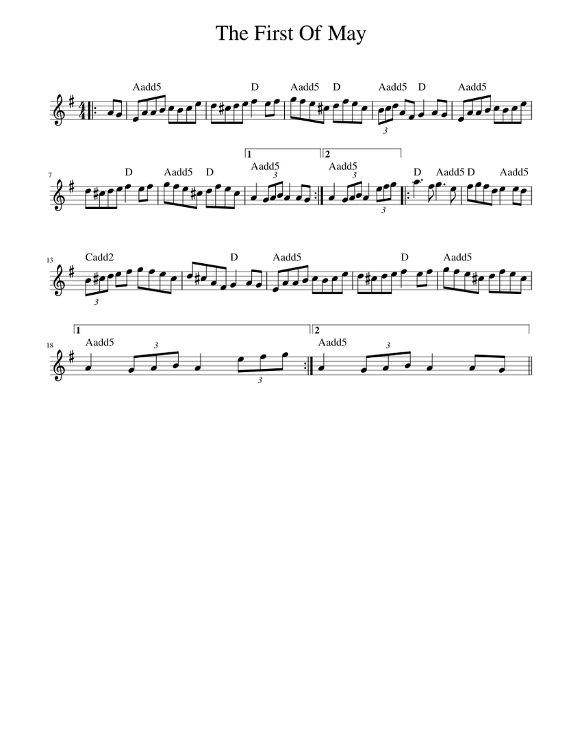 The First Of May Sheet Music with Chords for Piano (Solo) easy ...