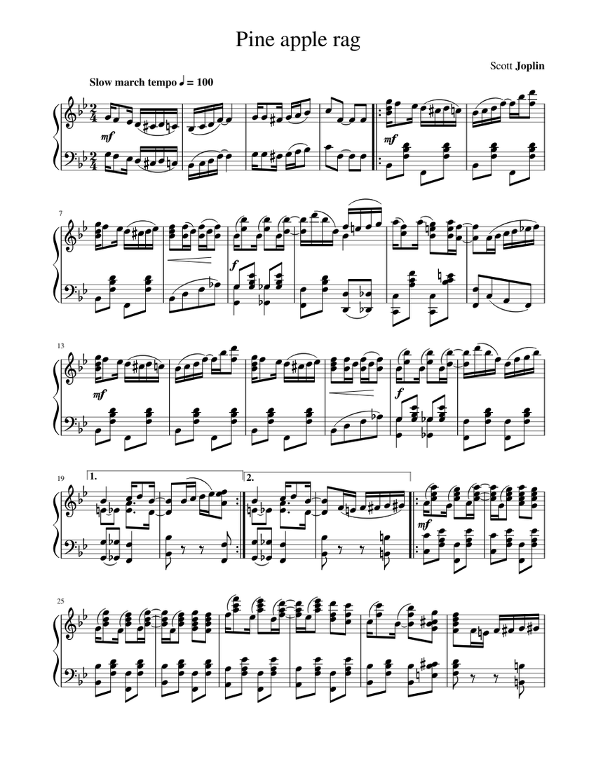 Pine apple rag - Scott Joplin Sheet music for Piano (Solo) | Musescore.com