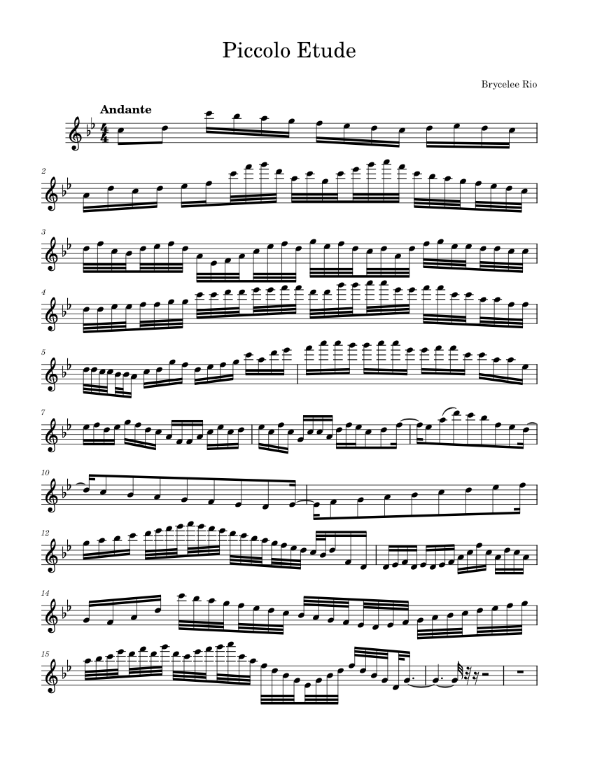 Piccolo Etude Sheet music for Flute piccolo (Solo) | Musescore.com