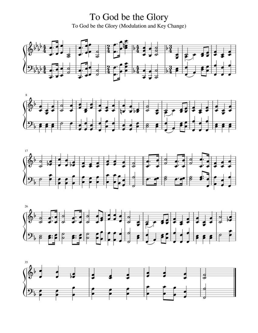To God be the Glory Sheet Music for Piano (Solo) Easy | MuseScore.com