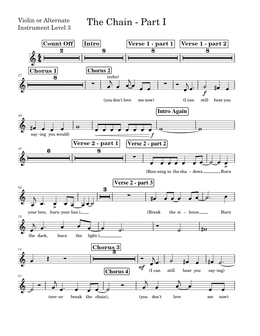 The Chain-Violin_or_Alternate_Instrument_Level_3 Sheet music for Violin ...