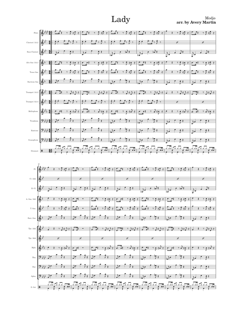 Lady Stand Jam Sheet music for Trombone, Flute, Clarinet in b-flat ...