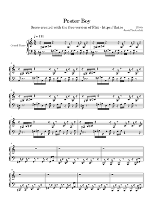 Play Official version of Poster boy Sheet Music by 2hollis for Piano ...