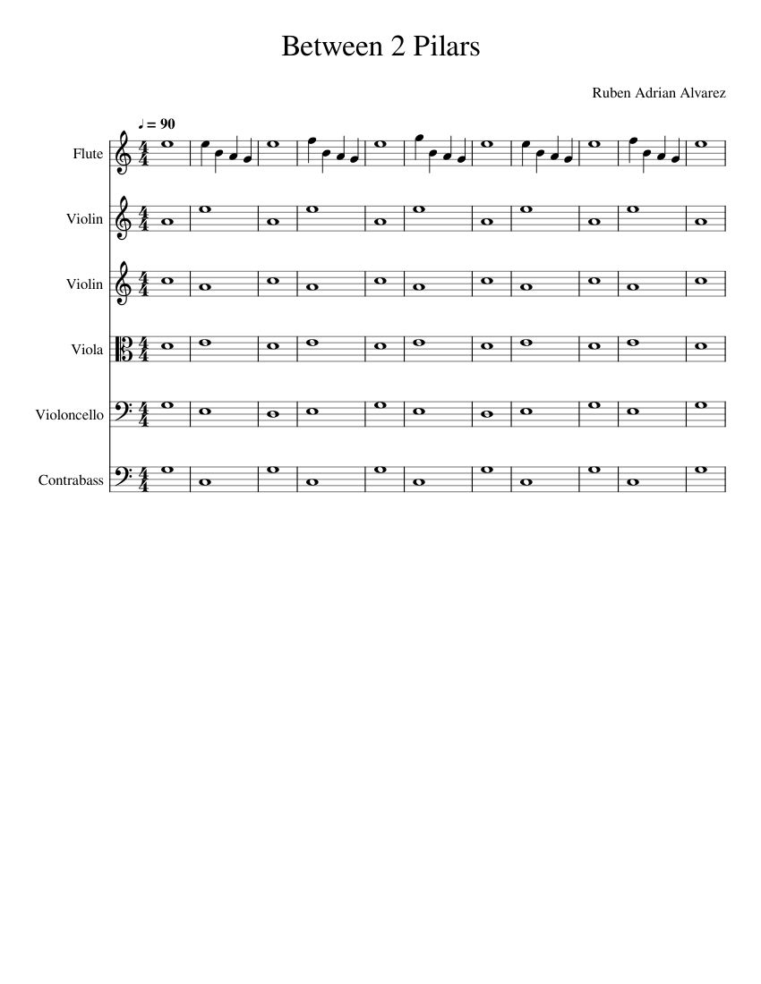 Between 2 Pilars Sheet music for Flute, Contrabass, Violin, Viola ...