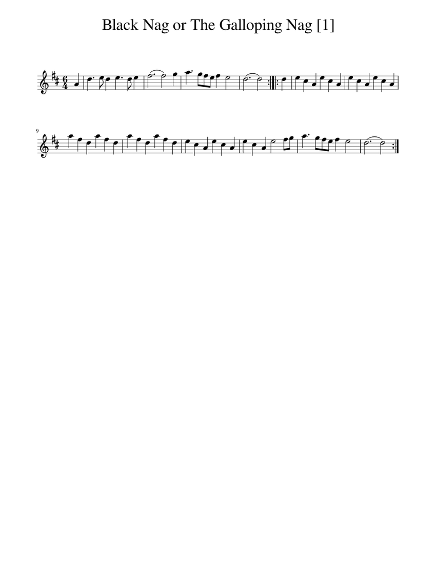 Black Nag or The Galloping Nag Sheet music for Piano (Solo) Easy ...