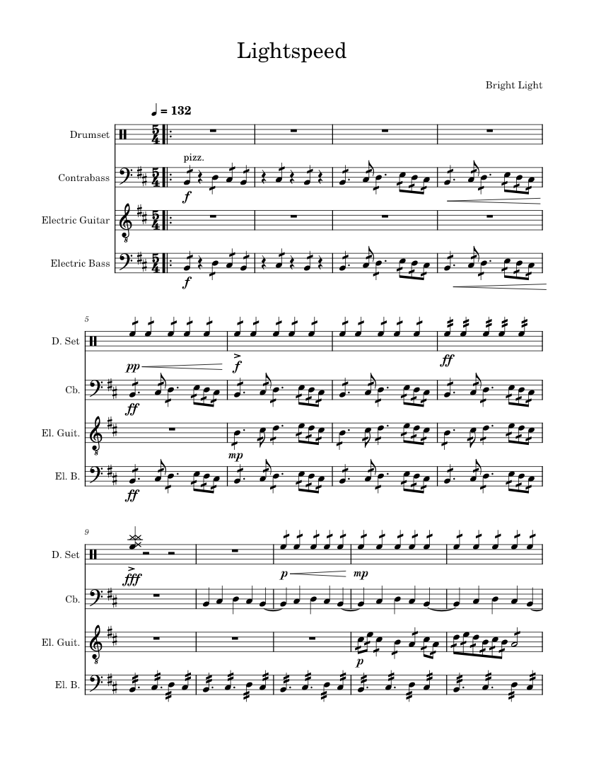 Lightspeed Sheet music for Contrabass, Guitar, Bass guitar, Drum group ...