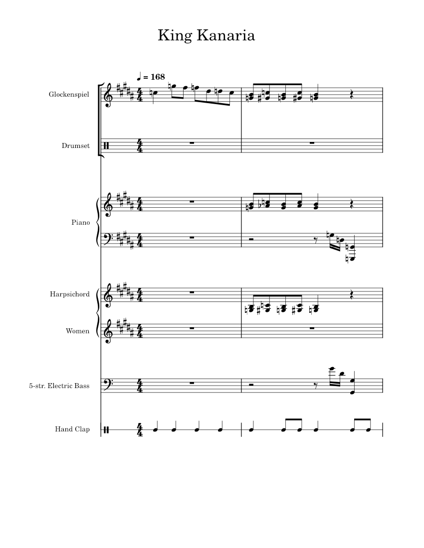 KING – Kanaria Sheet music for Piano, Harpsichord, Female, Glockenspiel & more instruments ...