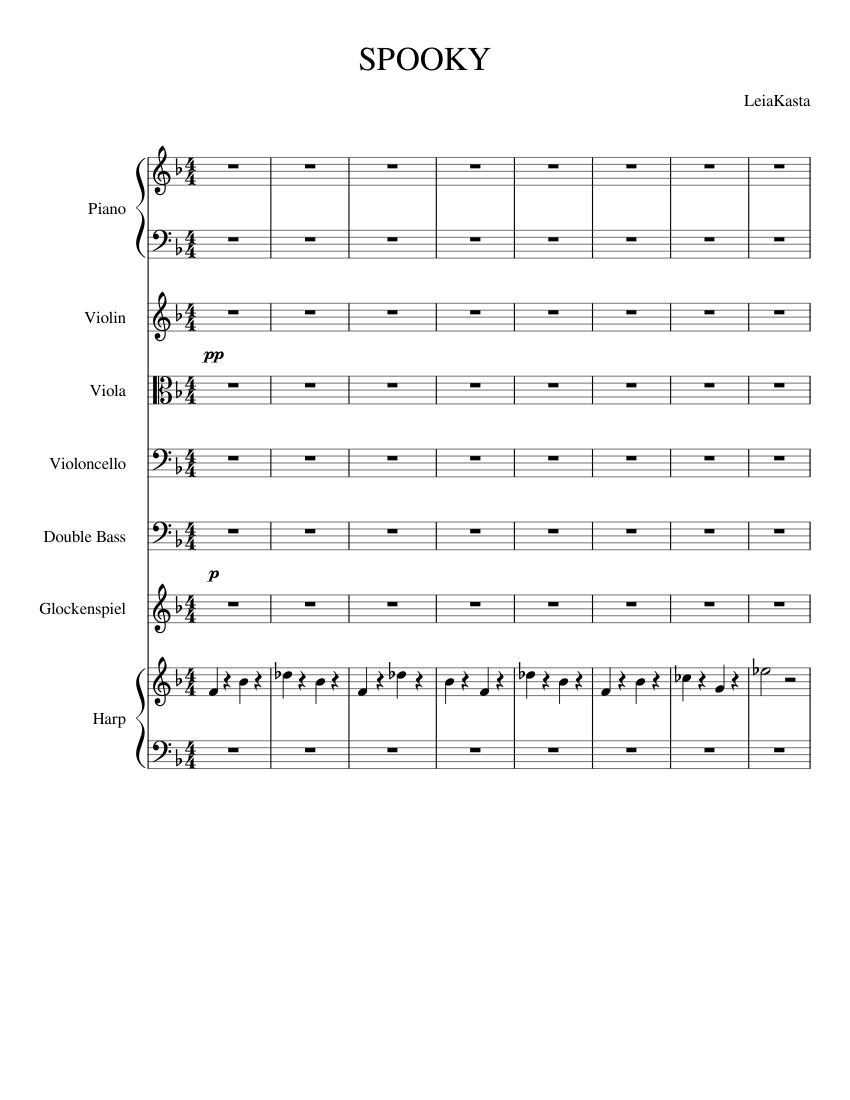 SPOOKY Sheet music for Piano, Violin, Viola, Harp (Mixed Quartet ...