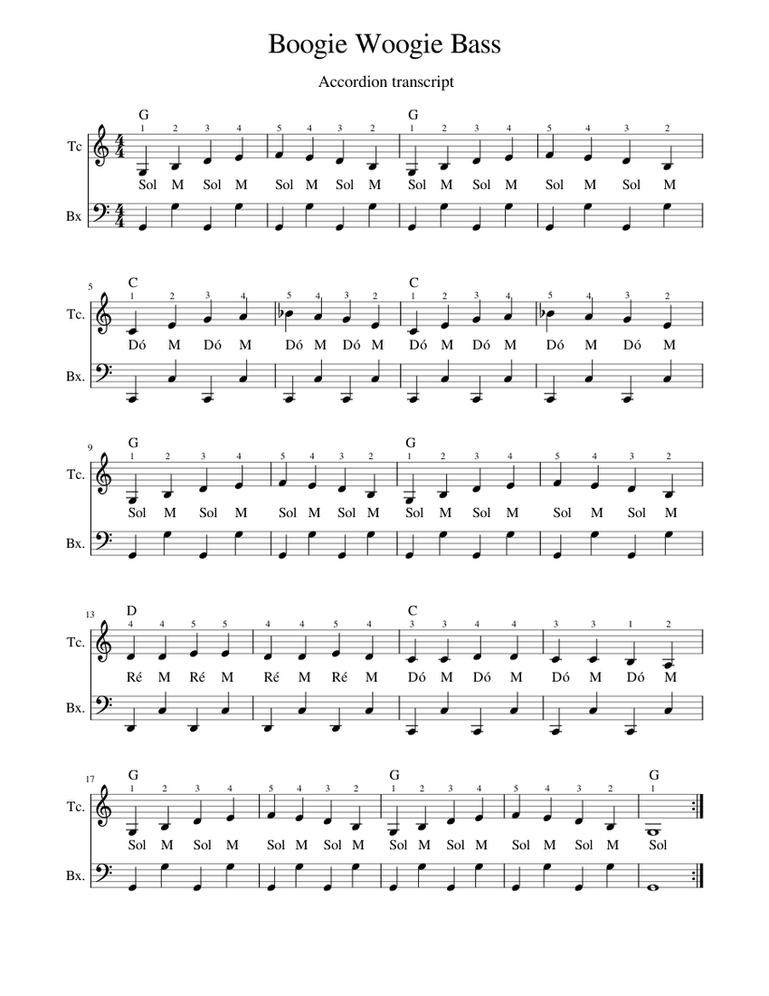 Boogie Woogie – Misc Traditional Sheet Music with Chords for Guitar ...