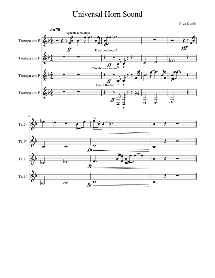 Universal Theme Sheet music for French horn (Mixed Quartet) | Musescore.com
