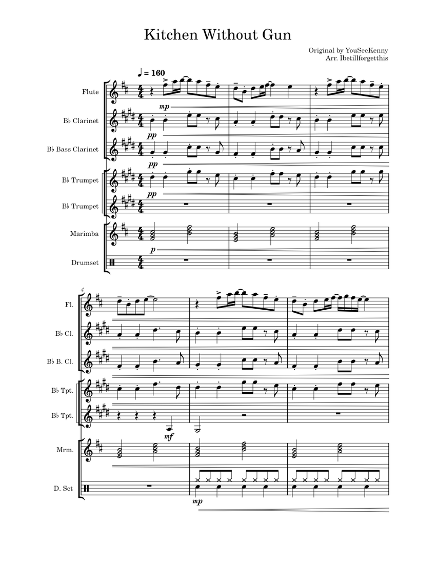 Kitchen without gun – instep Kitchen without gun Sheet music for Flute ...