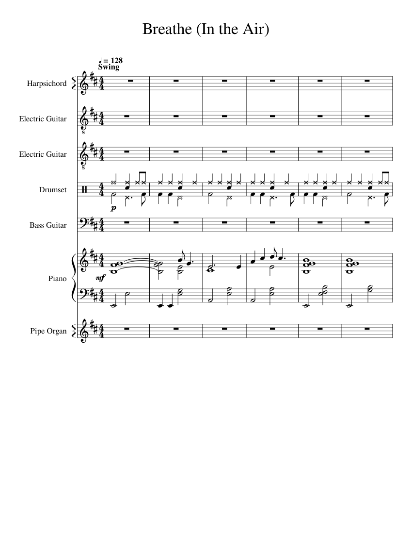 Breathe (In the Air) Sheet Music for Piano, Harpsichord, Organ, Guitar ...