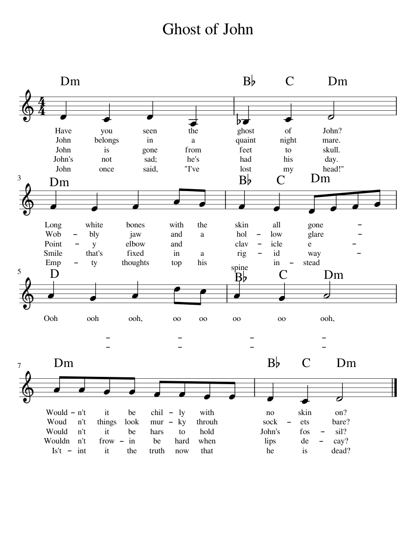 Ghost of John Sheet music for Piano (Choral) Easy | Musescore.com