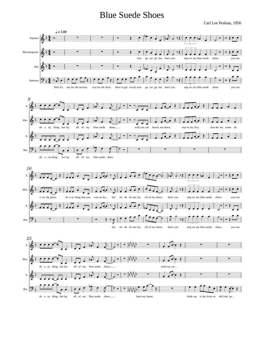 Blue suede shoes – Carl Perkins Sheet music for Soprano, Alto, Bouzouki ...