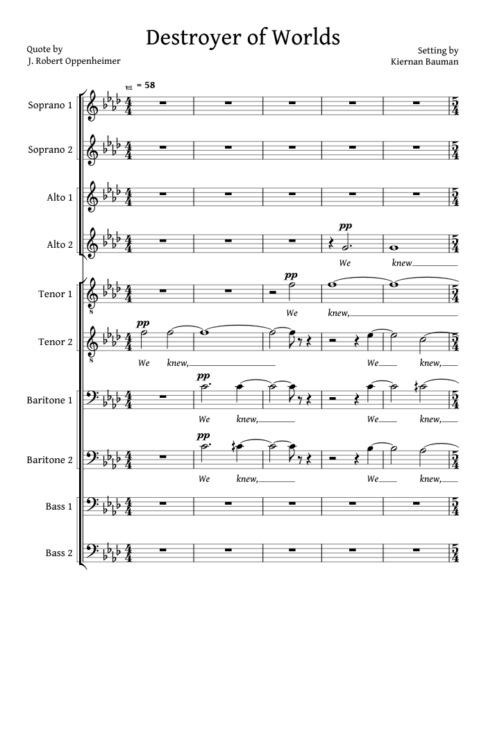 Destroyer of Worlds Sheet music for Soprano, Alto, Tenor, Bass voice ...