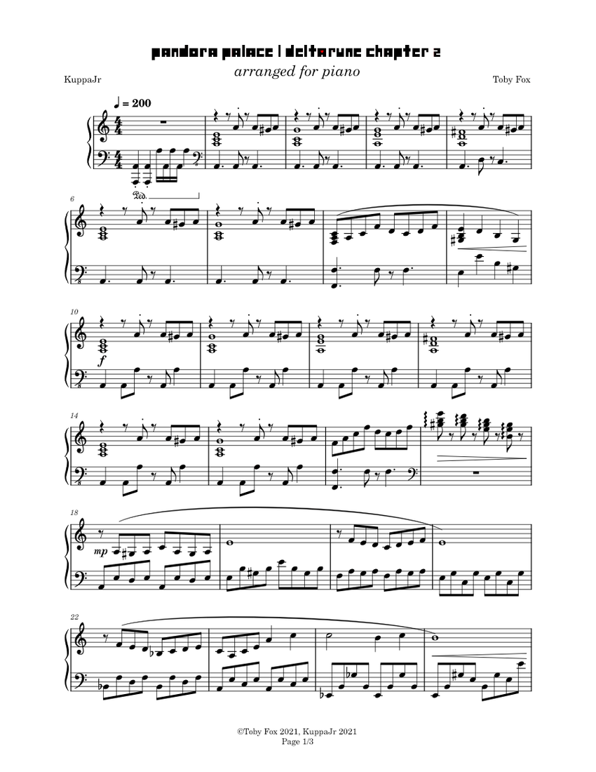 Pandora Palace | Deltarune Chapter 2 (Piano Arrangement) - piano tutorial