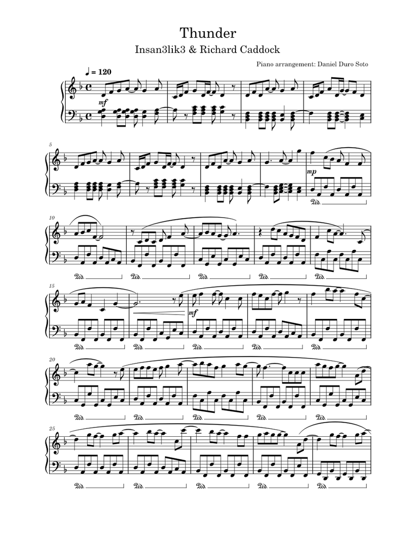 Thunder Sheet music for Piano (Solo) | Musescore.com