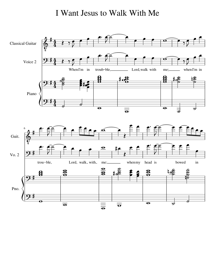 I_Want_Jesus_to_Walk_With_Me_Tenor Sheet Music for Piano, Vocals ...