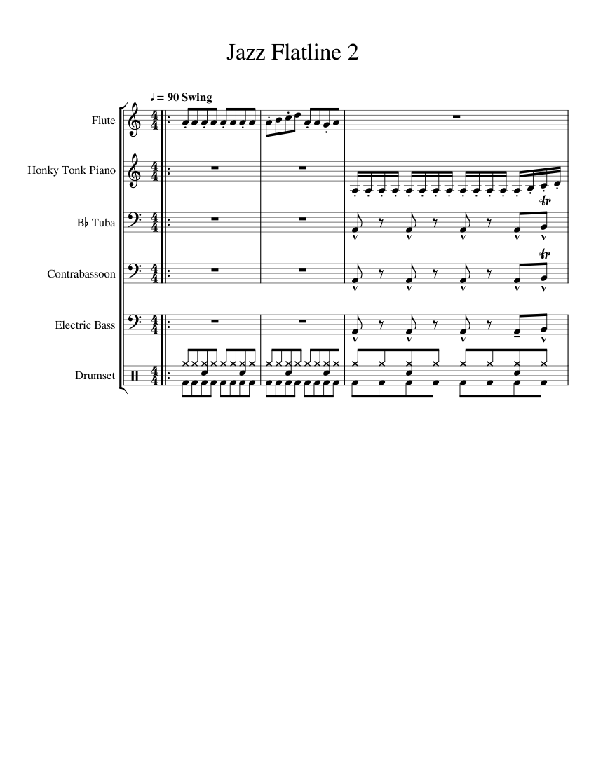 Jazz Flatline 2 Sheet music for Piano, Tuba, Flute, Bass guitar & more ...
