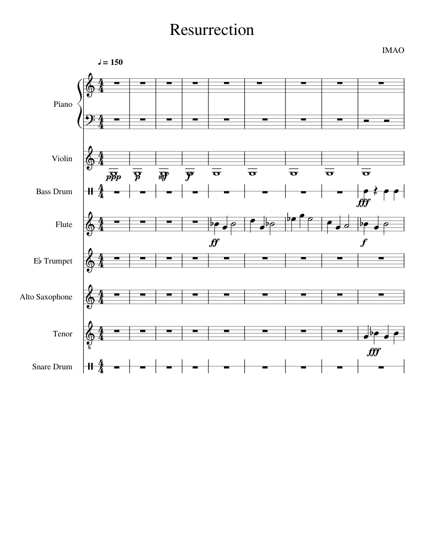 Resurrection Sheet music for Piano, Tenor, Flute, Saxophone alto & more ...
