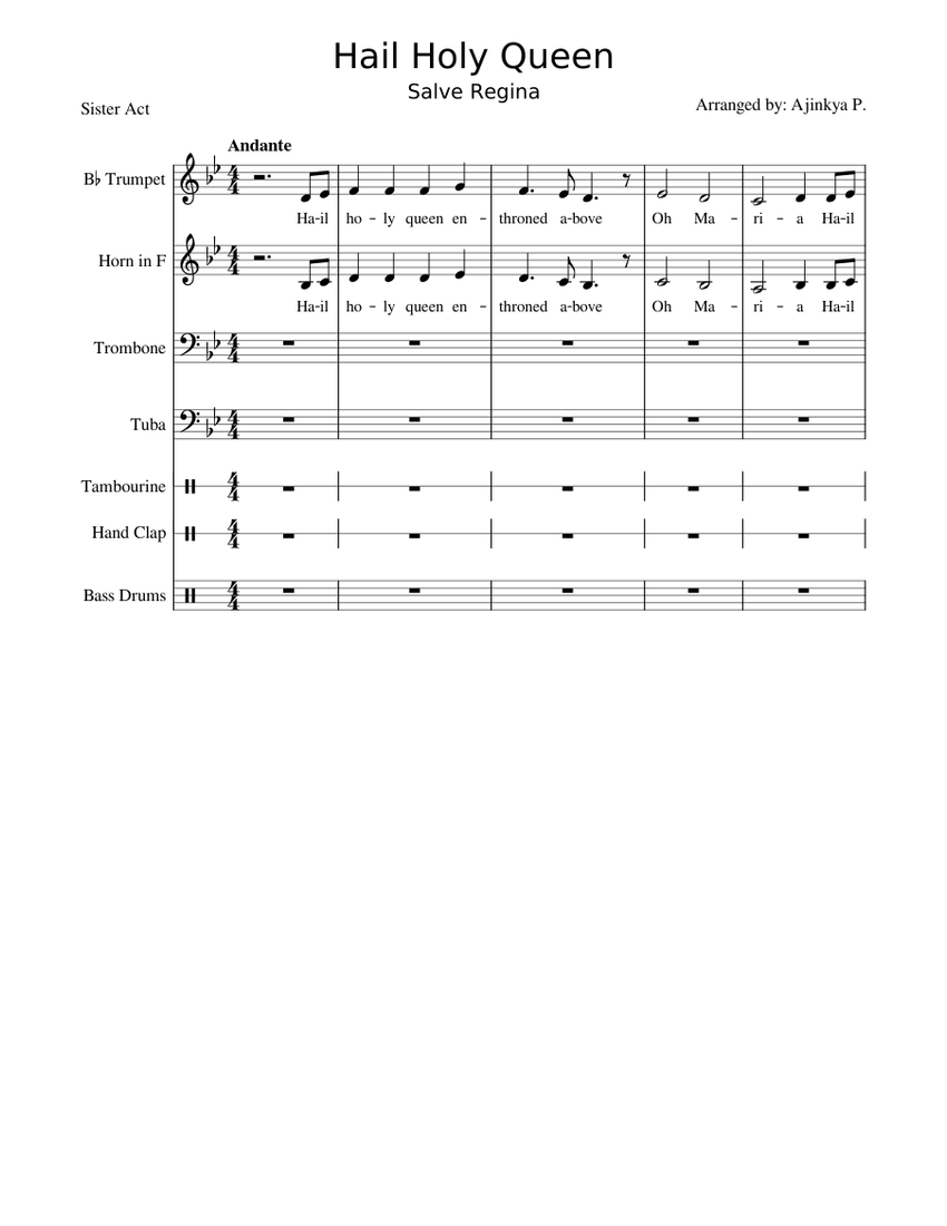 Hail_Holy_Queen_Salve_Regina (Sister Act) Sheet Music for Trombone ...