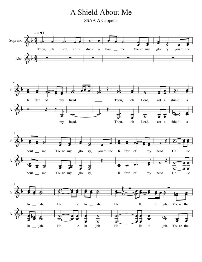 A Shield About Me (SSAA A Cappella) Sheet Music for Vocals (Choral ...