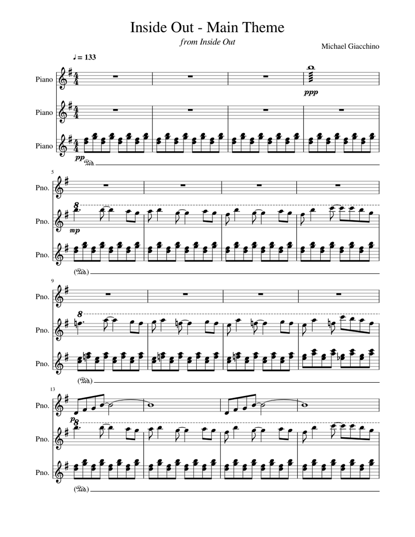Inside Out - Main Theme Sheet Music for Piano (Mixed Trio) | MuseScore.com