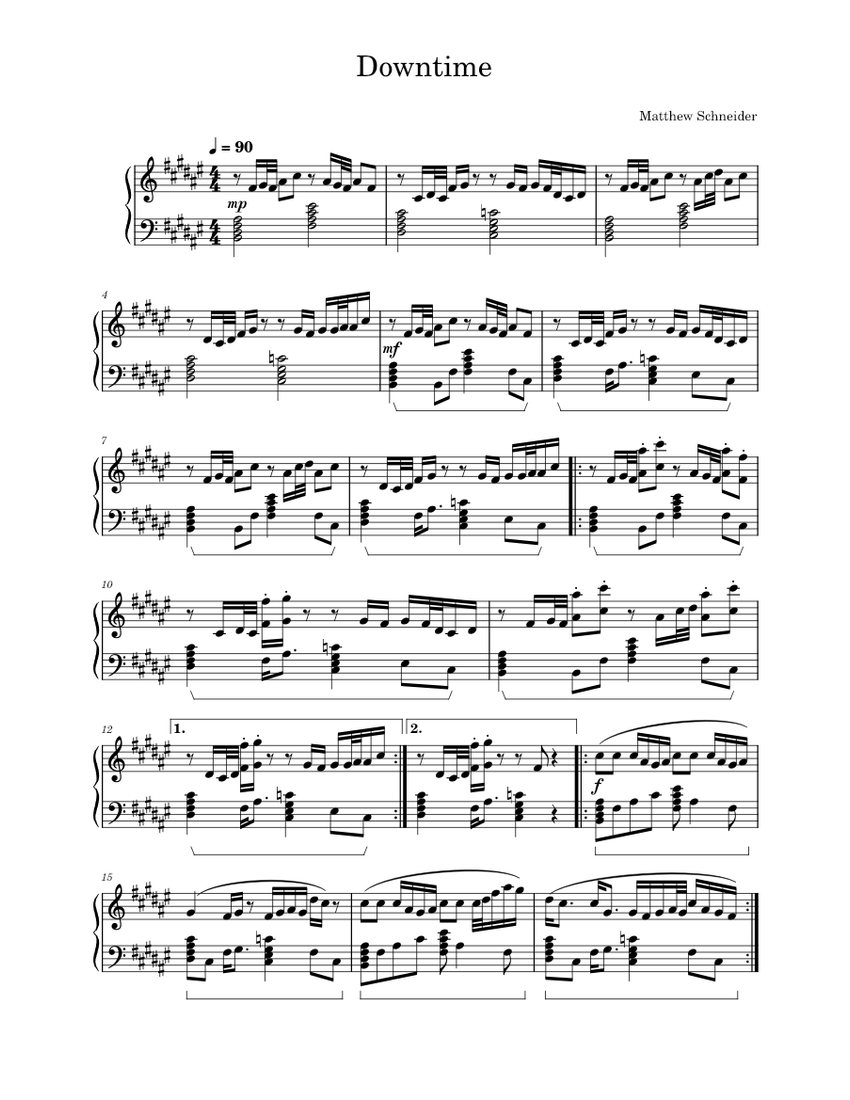 Downtime Sheet music for Piano (Solo) | Musescore.com