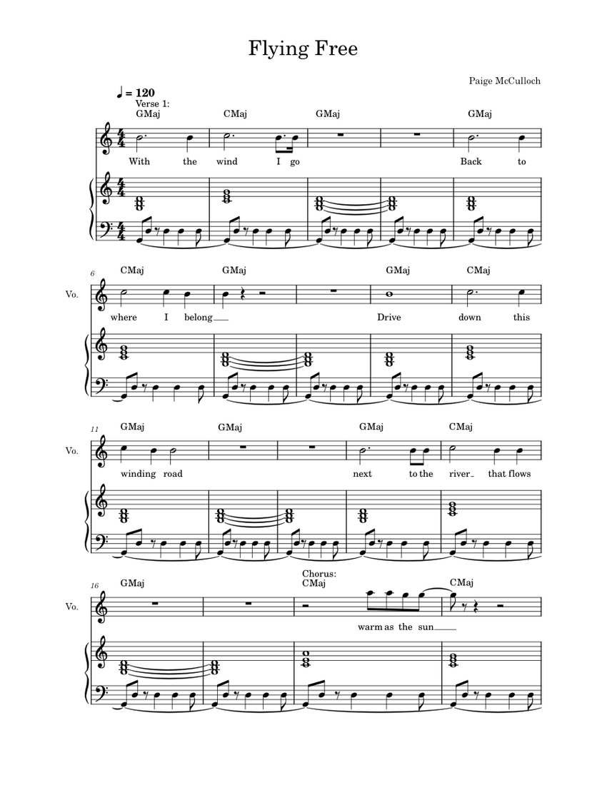 Flying Free Sheet music for Piano, Vocals (Piano-Voice) | Musescore.com