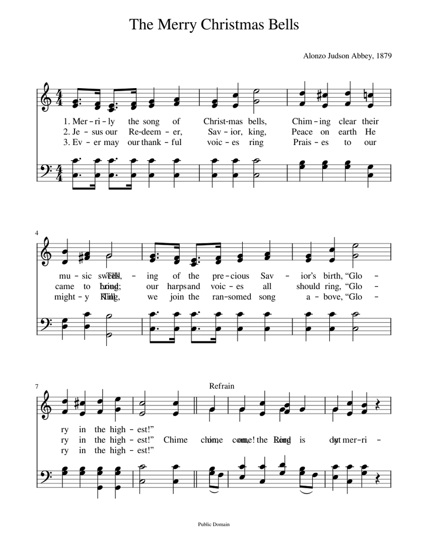 Merrily the song of Christmas bells - A. J. Abbey Sheet music for Piano ...