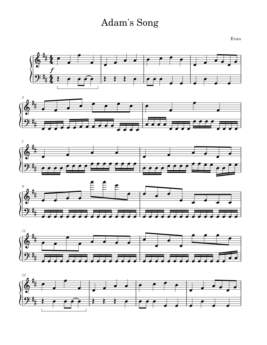 Adam's Song - Evan Sheet music for Piano (Solo) | Musescore.com