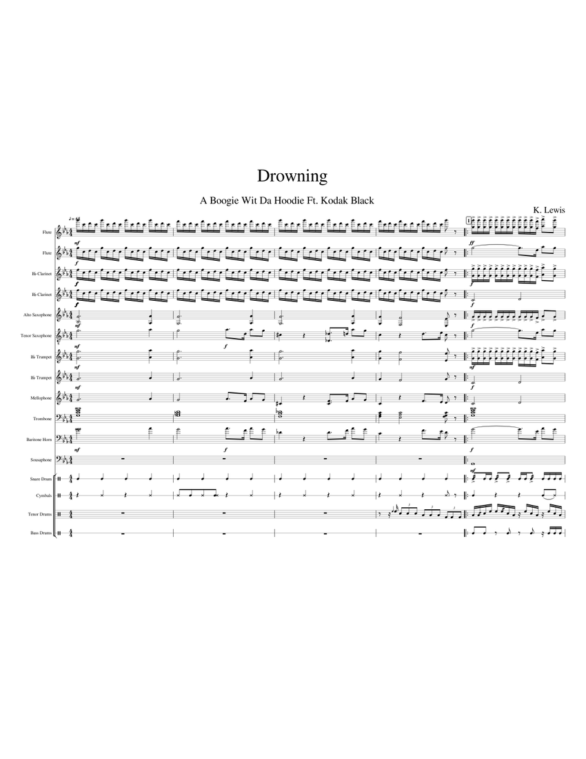 4551321 Drowning Sheet music for Trombone, Mellophone, Flute, Clarinet in b-flat & more ...