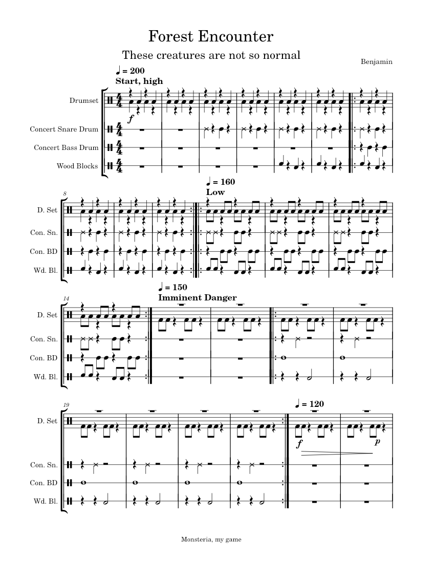 Forest_Encounter Sheet music for Snare drum, Drum group, Bass drum ...