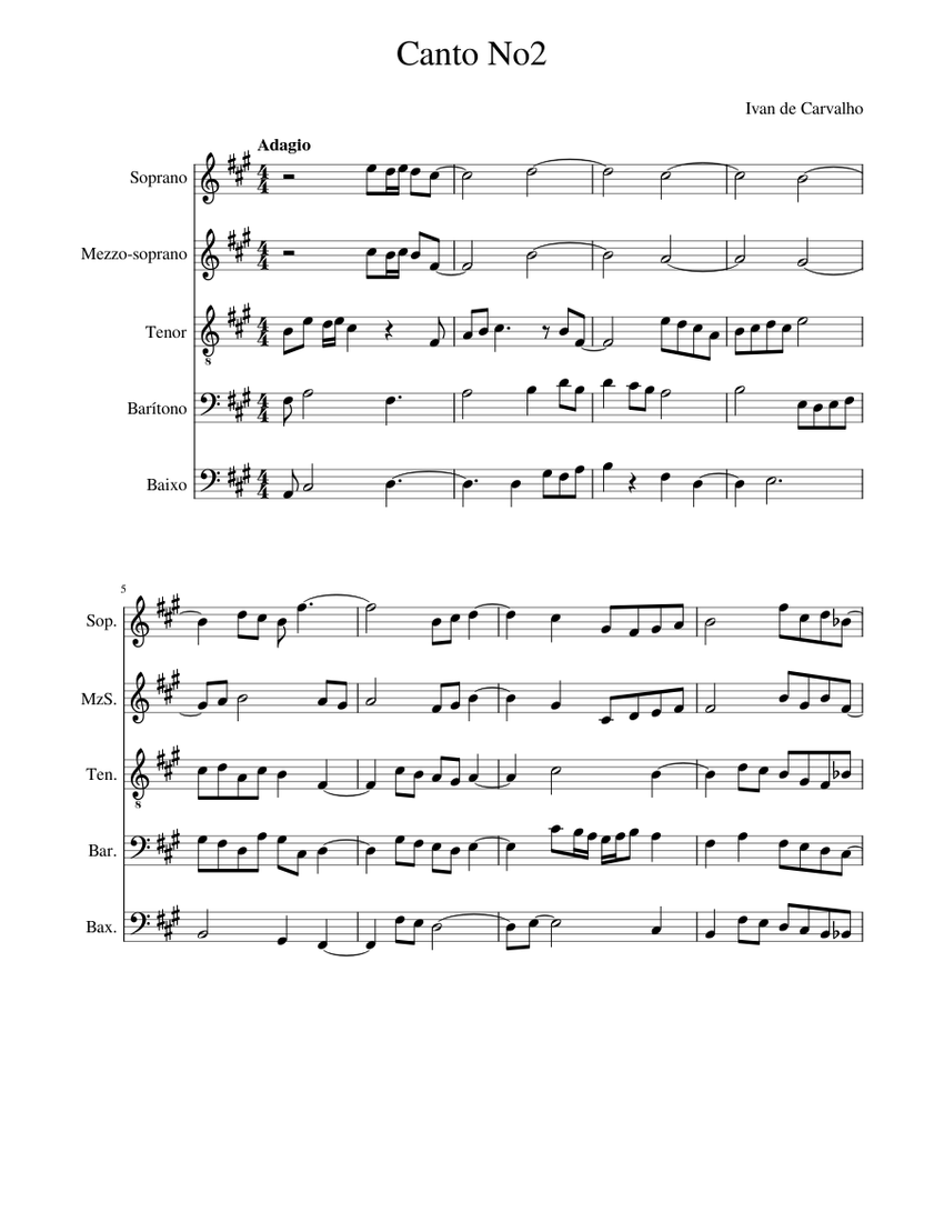 Canto_No2 Sheet Music for Soprano, Tenor, Bass voice, Baritone & more ...