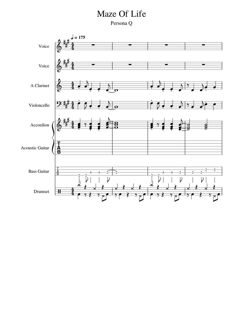Maze Of Life Sheet music for Accordion, Vocals, Cello, Guitar & more ...