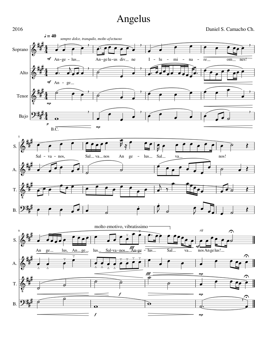 Angelus for choir Sheet music for Soprano, Alto, Tenor, Bass voice ...