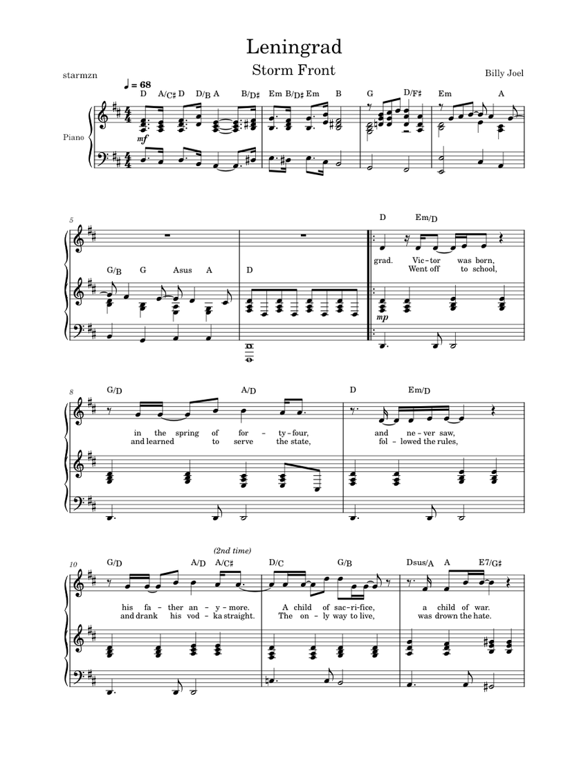 Leningrad – Billy Joel Sheet music for Piano (Piano Duo) | Musescore.com