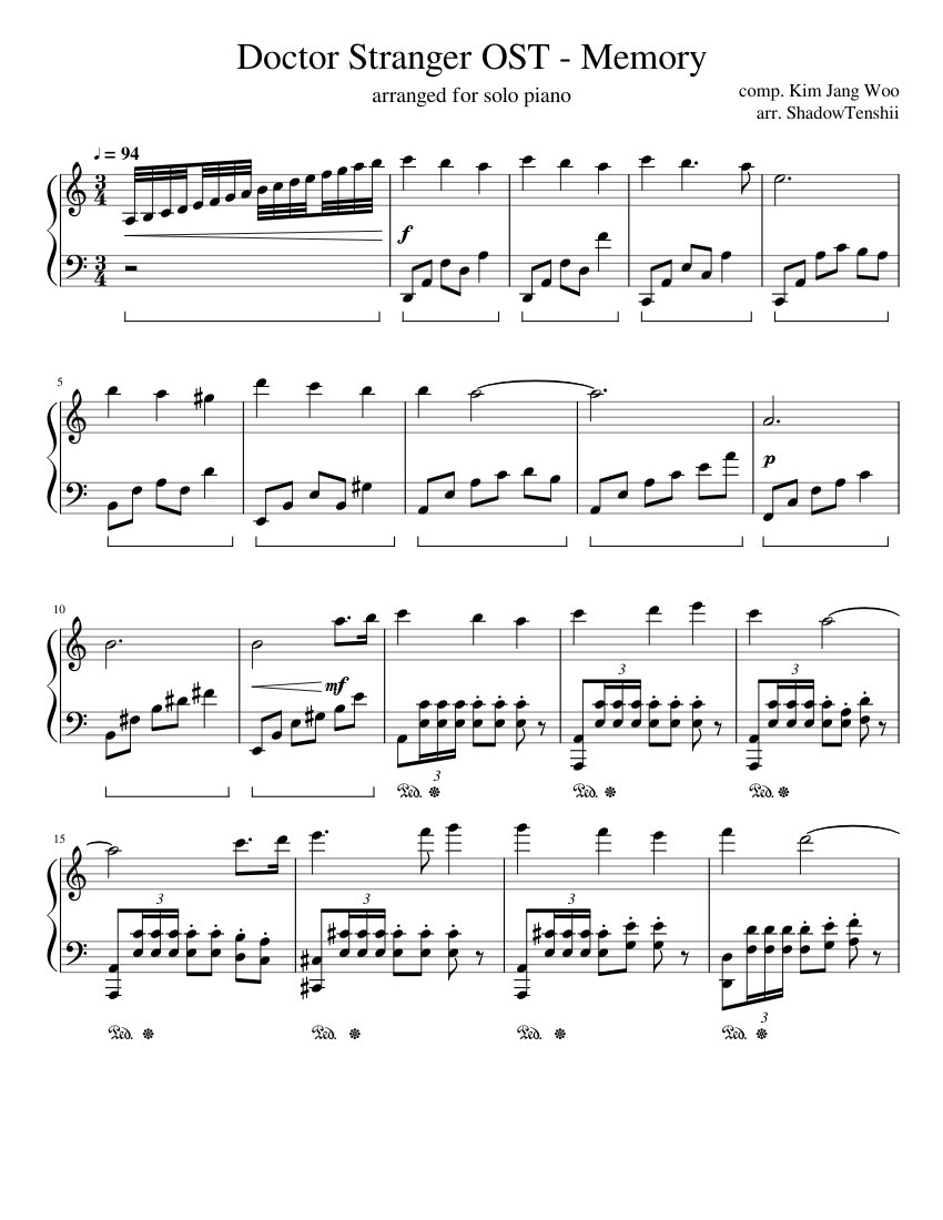 Doctor_Stranger_OST_-_Memory Sheet Music for Piano (Solo) | MuseScore.com