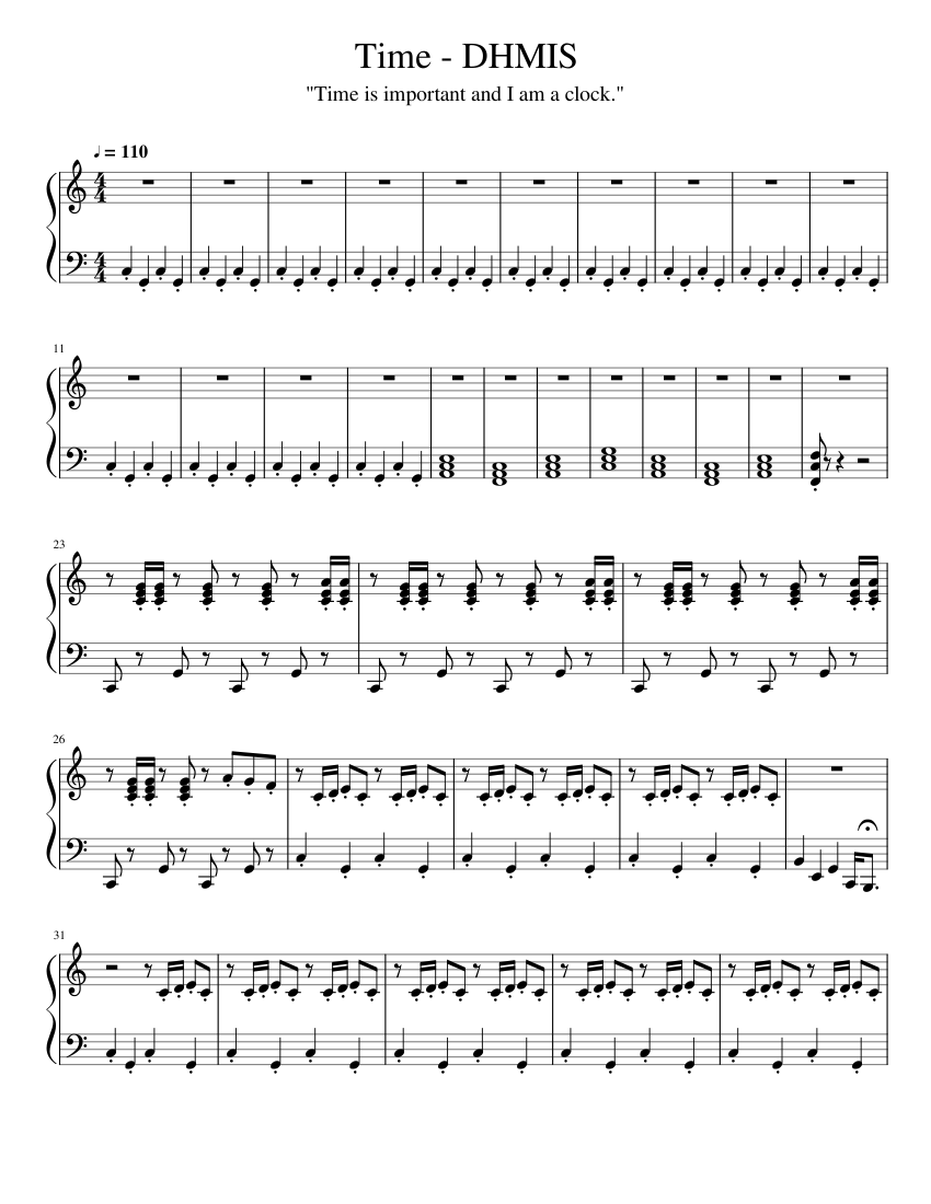 Time - DHMIS Sheet Music for Piano (Solo) Easy | MuseScore.com