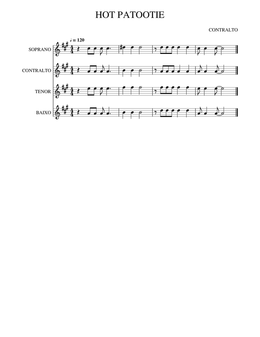 HOT PATOOTIE Sheet Music for Vocals (Choral) | MuseScore.com