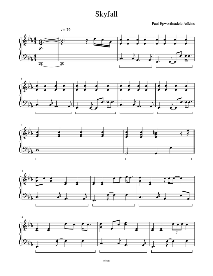 Skyfall Sheet music for Piano (Solo) | Musescore.com
