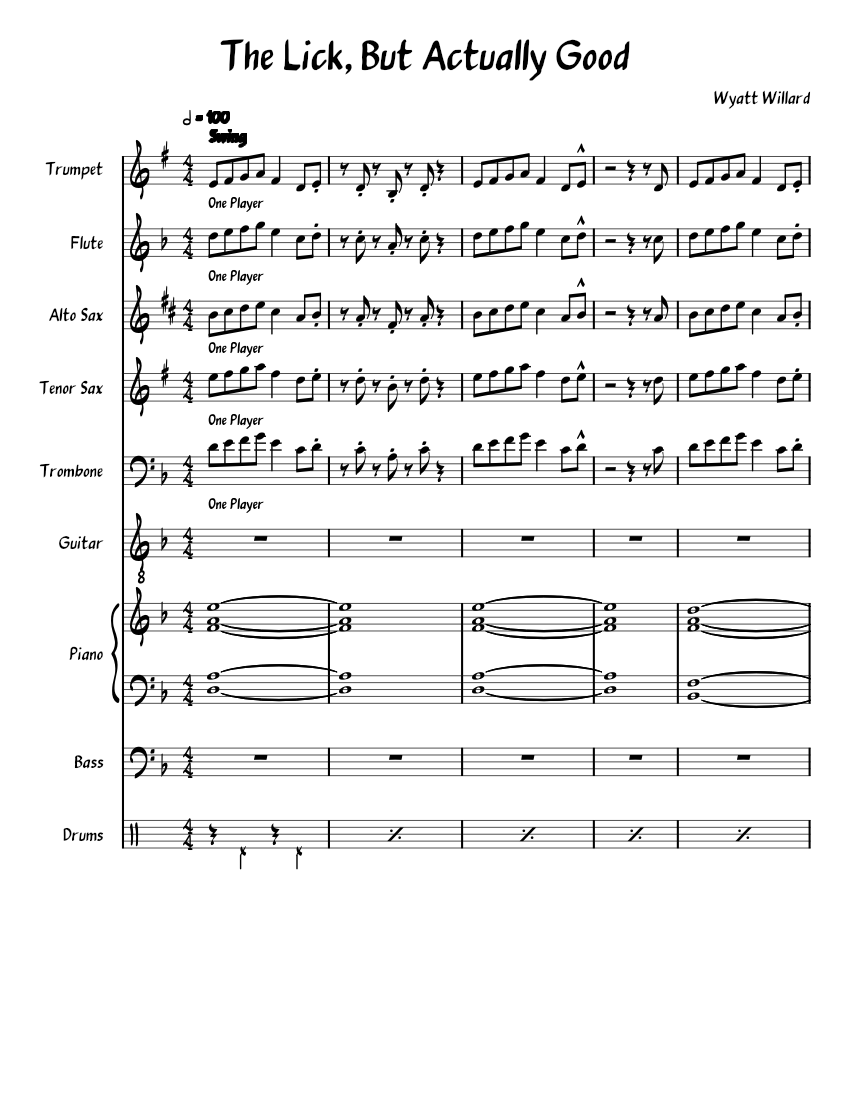 The Lick, But Actually Good Sheet music for Piano, Trombone, Flute ...