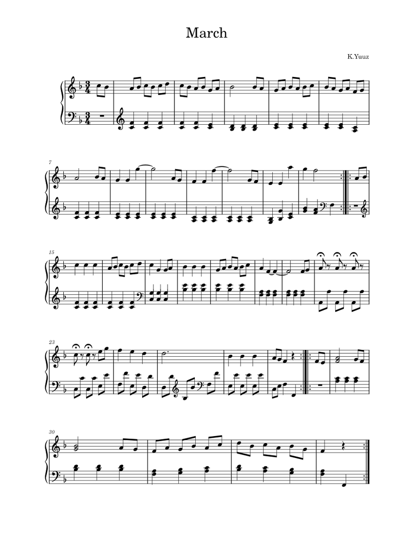 March – K.Yuzu Sheet music for Piano (Solo) Easy | Musescore.com