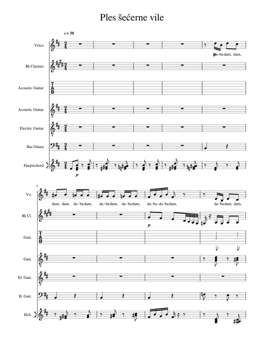 Ples secerne vile - istaknuta dionica bas gitare i akusticne gitare ...