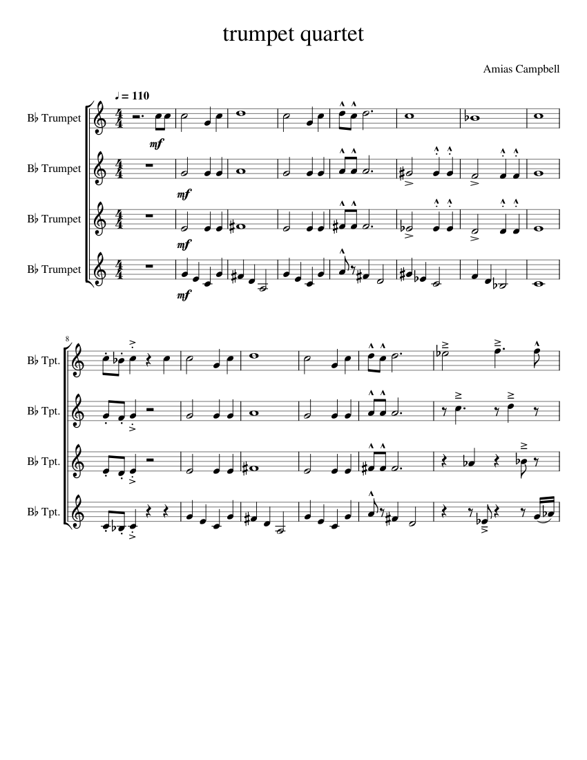 Trumpet_Quartet no. 1 - piano tutorial